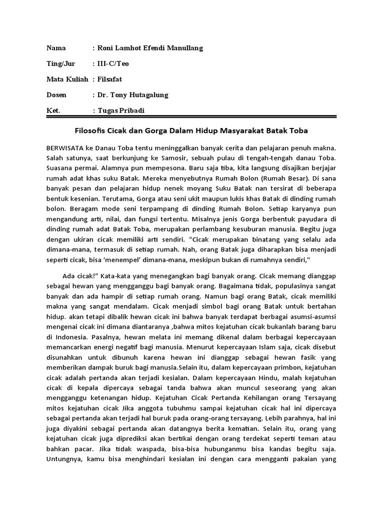 Roni Filsafat Tugas | PDF | Ilmu Sosial