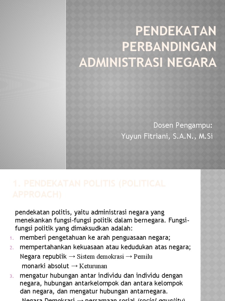 Pendekatan Perbandingan Administrasi Negara | PDF