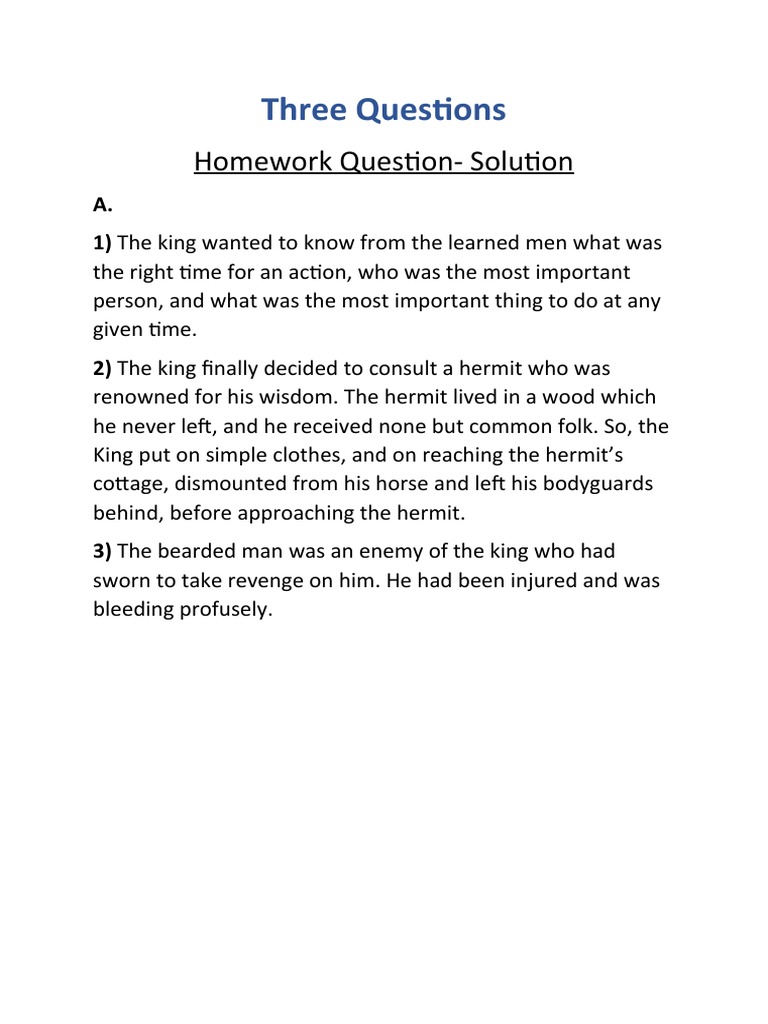 Three Questions Solution | PDF