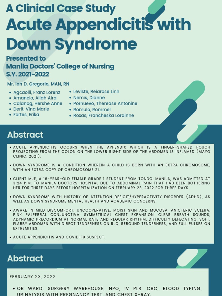 Acute Appendicitis With Down Syndrome | PDF | Nonsteroidal Anti ...