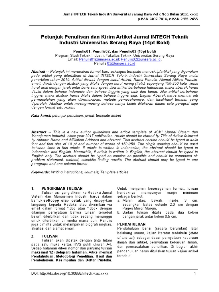 Panduan Penulisan Jurnal INTECH | PDF | Seni