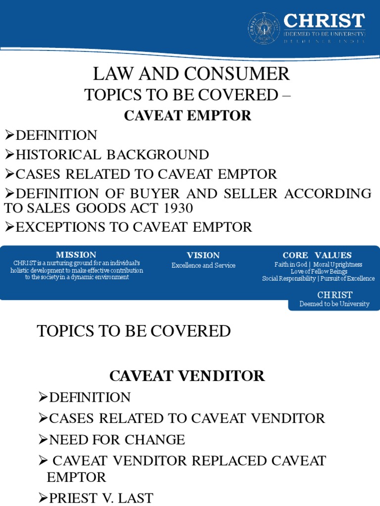 Slides - Caveat Emtor $ Caveat Venditor 2 | PDF | Justice | Crime ...