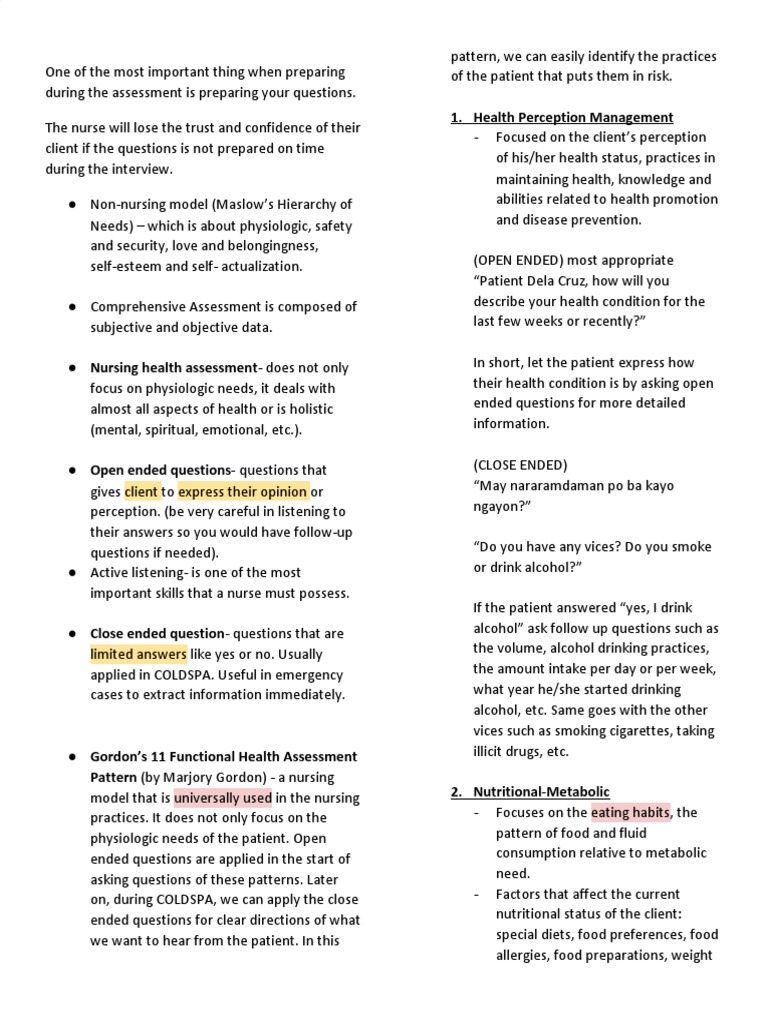 Gordon's 11 Functional Health Patterns | PDF | Foods | Sleep