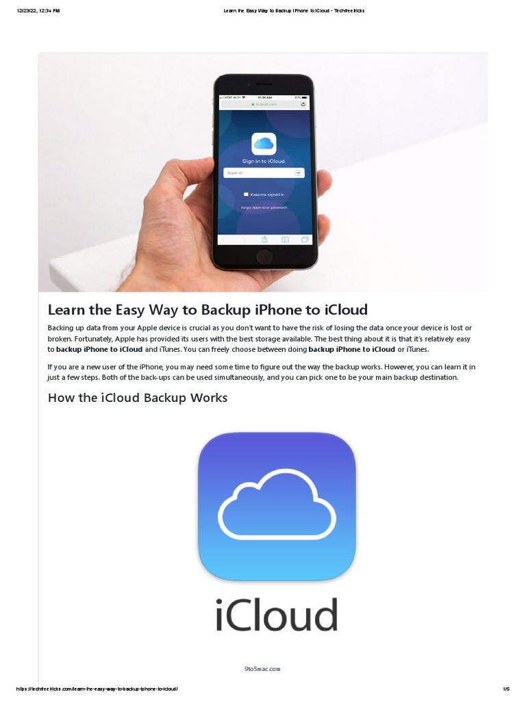 Learn The Easy Way To Backup Iphone To Icloud - Techfreetricks | PDF ...