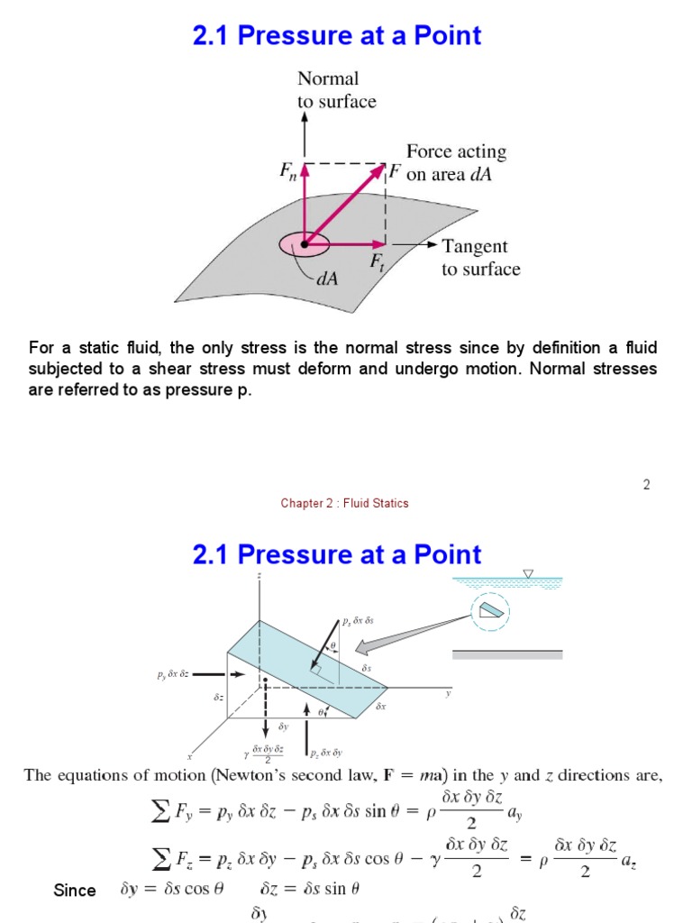 Chapter 2 Fluid Statics | PDF | Pressure | Pressure Measurement