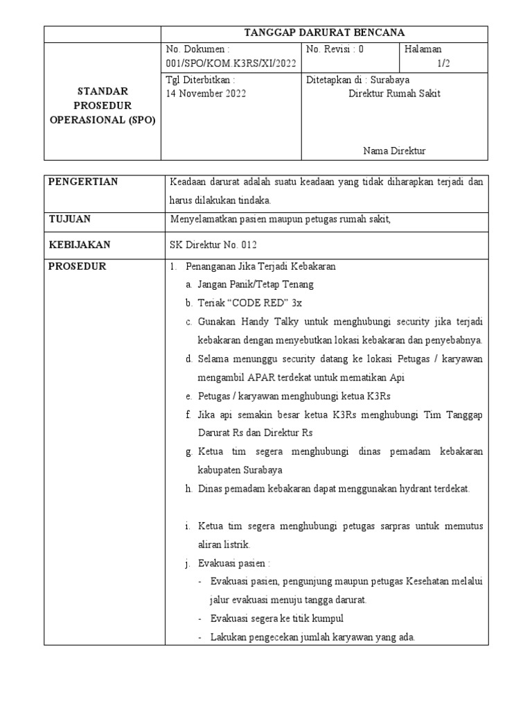 Prosedur Tanggap Darurat Kebakaran | PDF