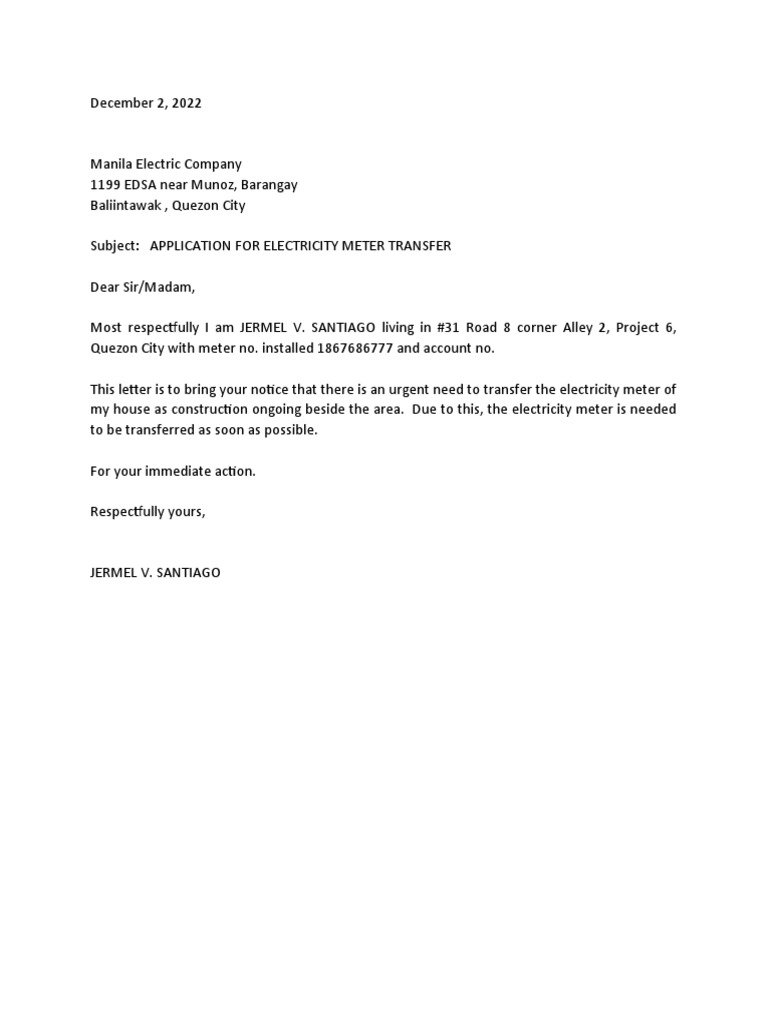 Meralco Letter | PDF | Home & Garden | Science & Mathematics