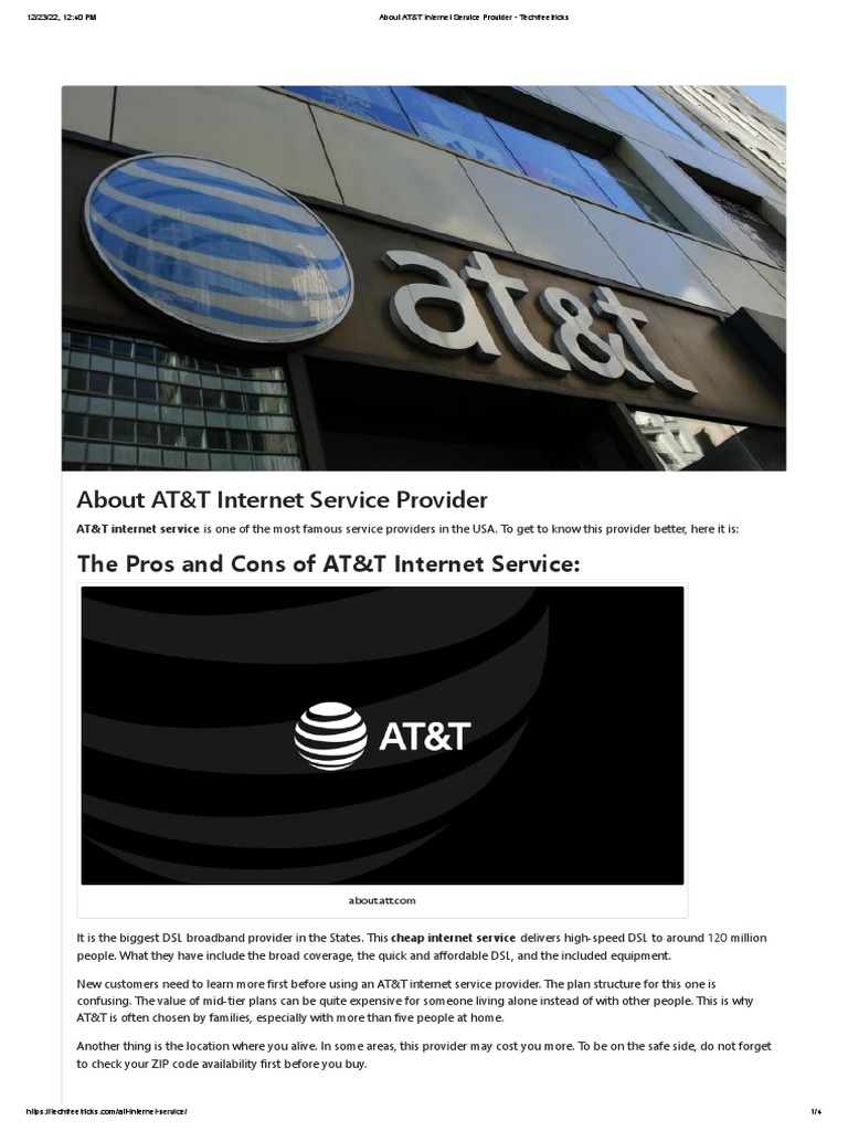 About AT&T Internet Service Provider - Techfreetricks | PDF | Wi Fi ...
