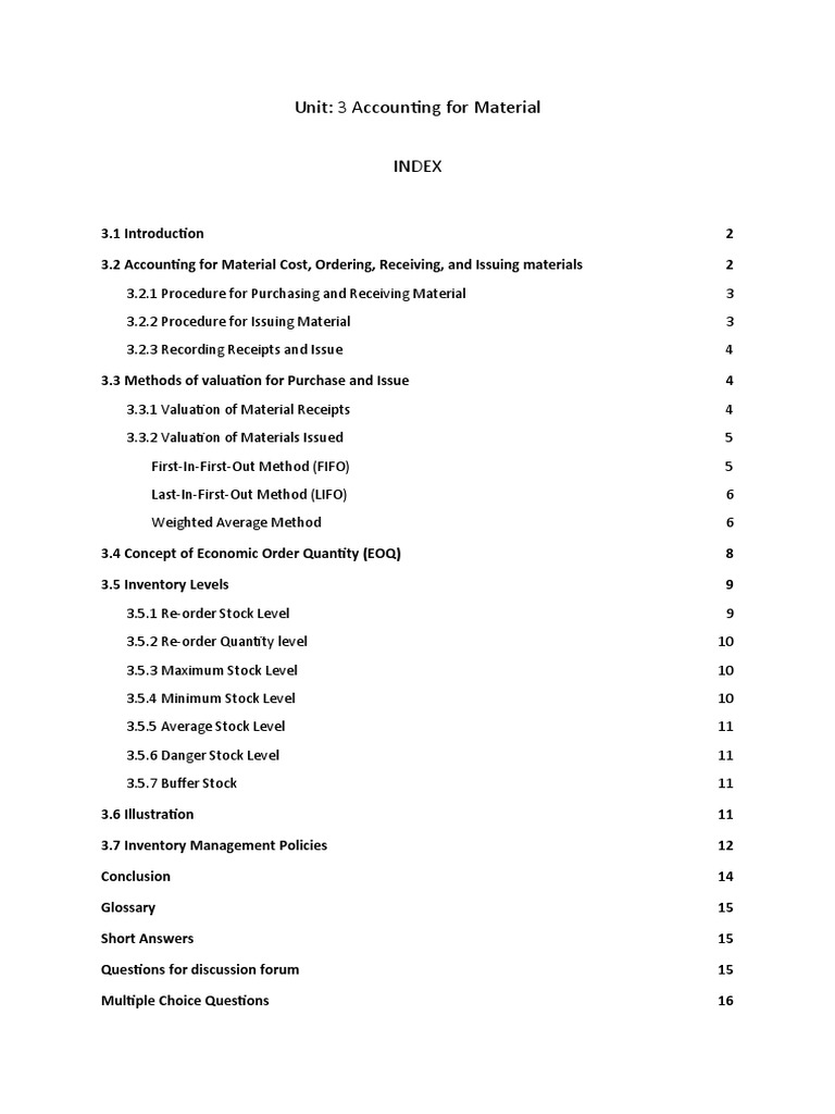 Unit 3 Accounting For Materials | PDF | Inventory | Debits And Credits