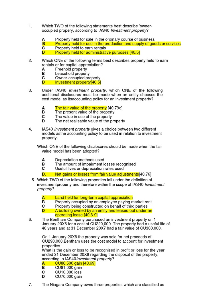 IAS 40 - Solution | PDF | Fair Value | Investing