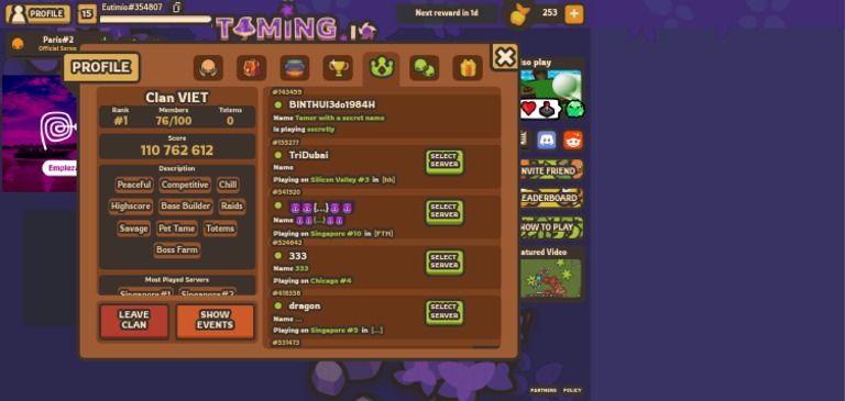 Taming.io Game Profile Overview | PDF | Computing | Computer Access Control