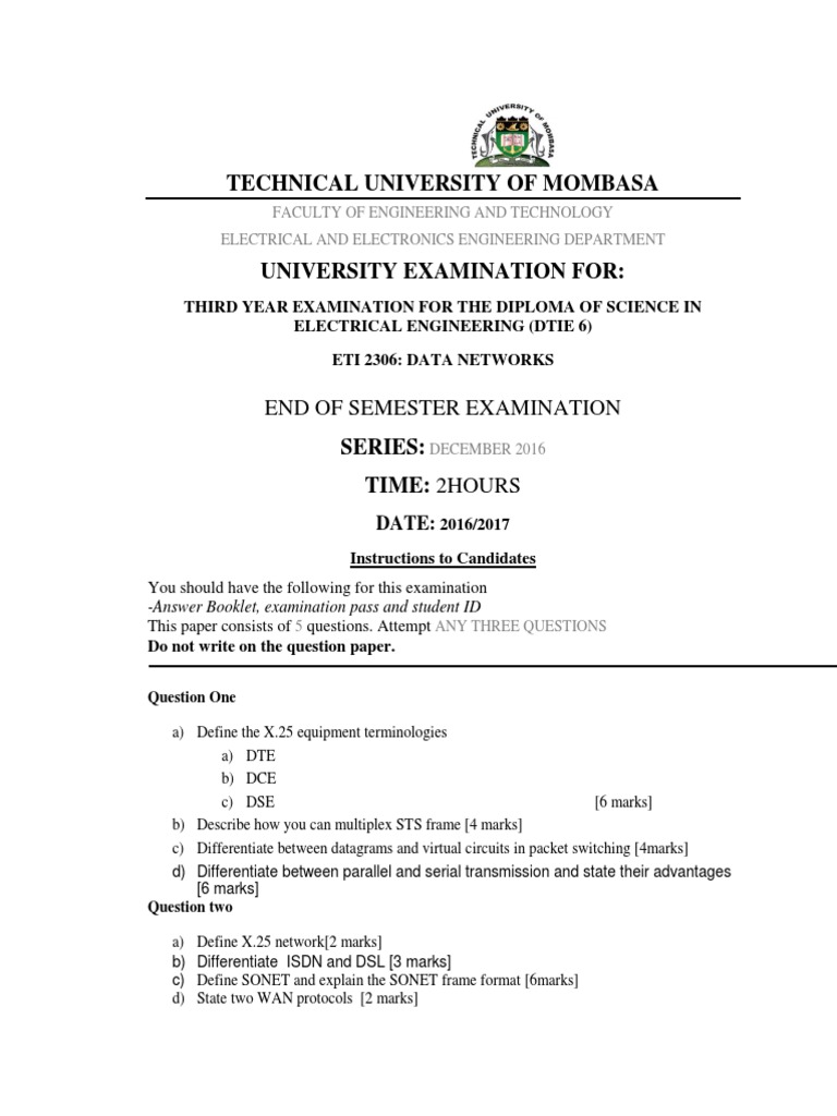 Eti 2306 Data Networks p2 | PDF | Computer Network | Osi Model