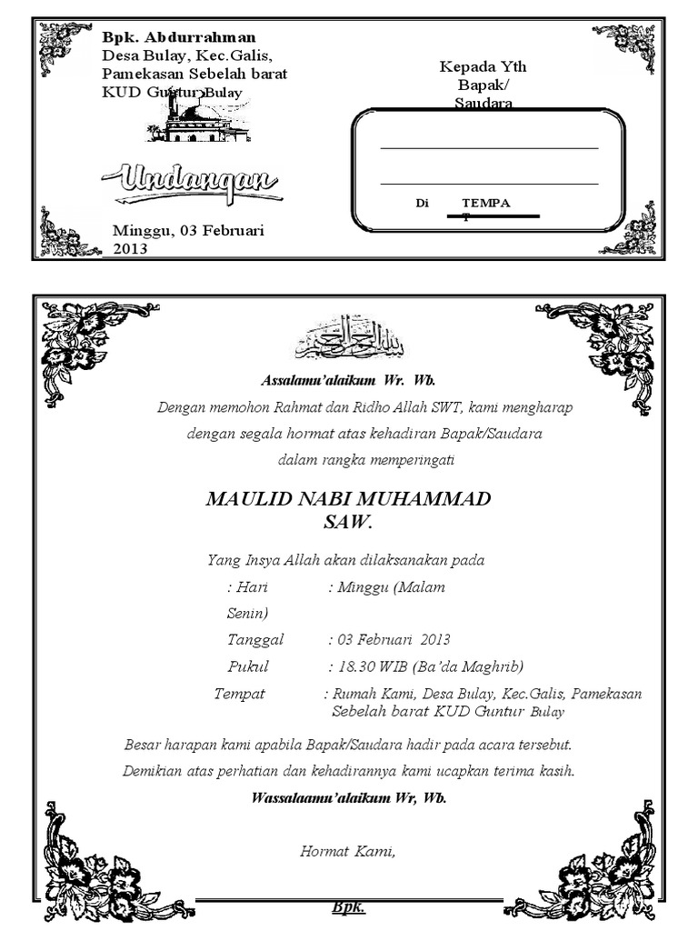 Undangan Maulid Nabi | PDF
