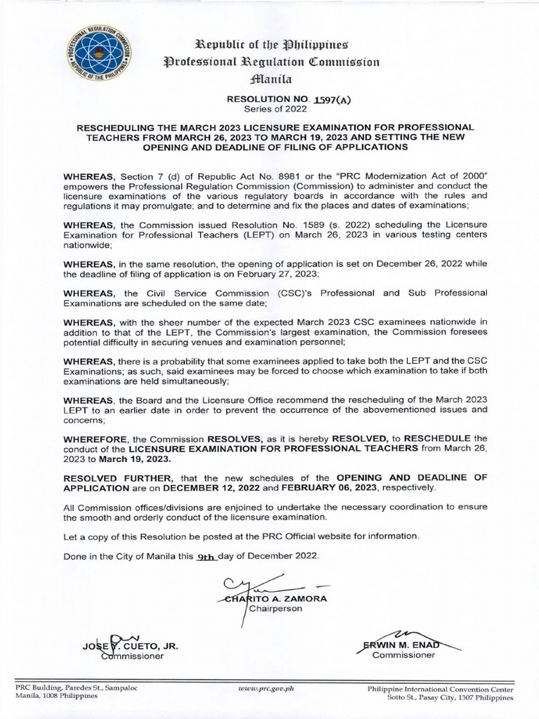 March 2023 LET Exam Rescheduled | PDF | Test (Assessment) | Public Law