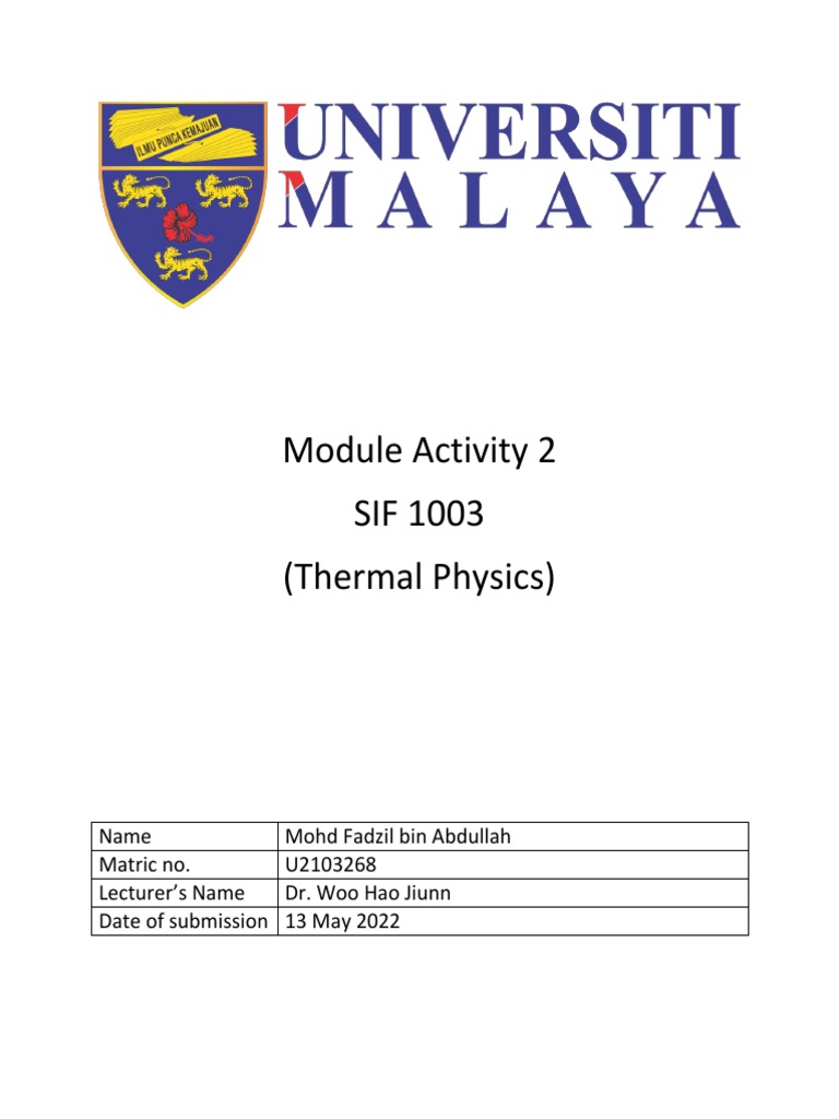 Module Activity 2 - U2103268 | PDF | Heat | Heat Transfer