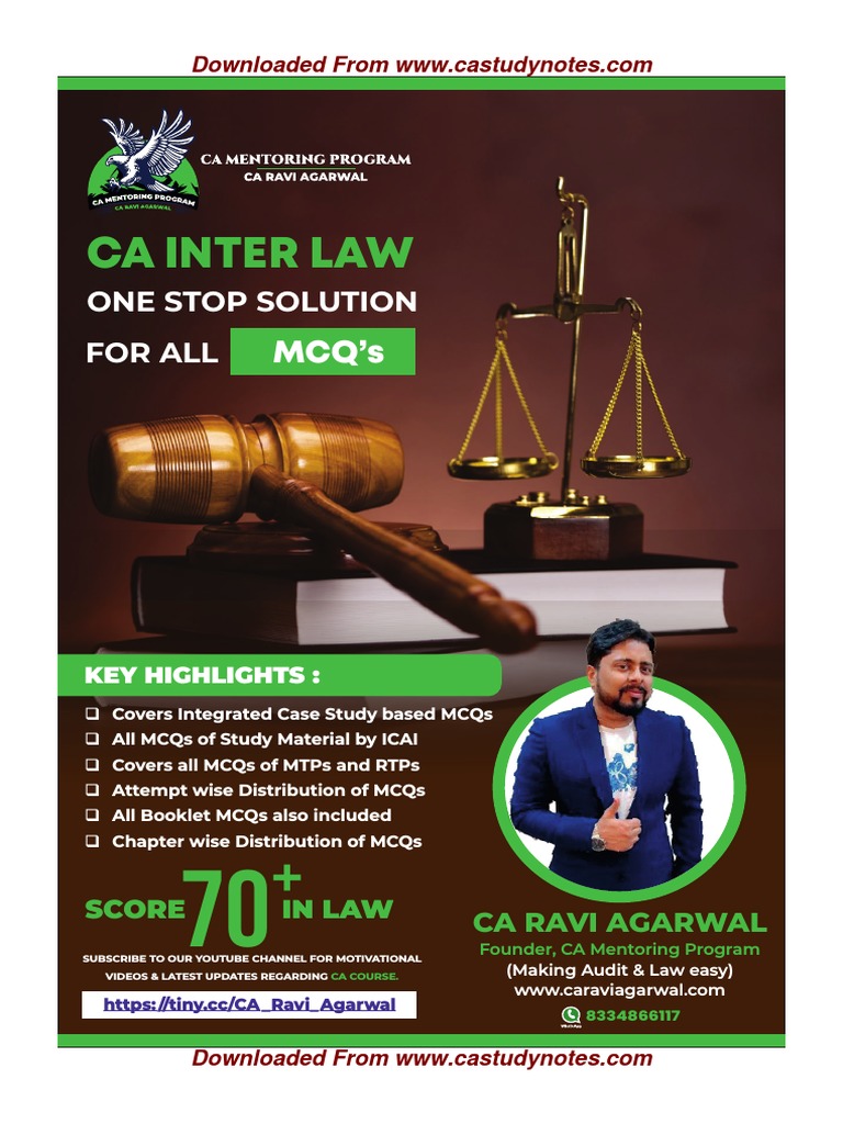 CA Inter Law MCQs CA Ravi Agarwal | PDF | Limited Company | Public Limited Company