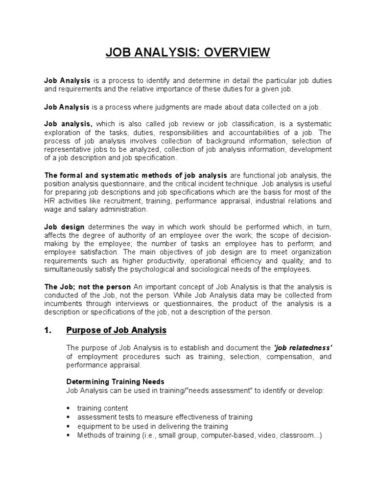 An Overview of Job Analysis: Methods for Conducting Job Analysis and ...