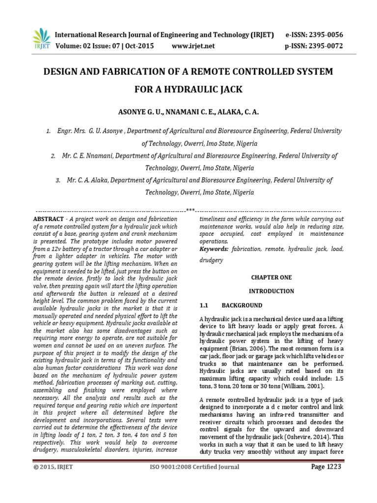 Design and Fabrication of A Remote Contr | PDF | Crane (Machine) | Gear