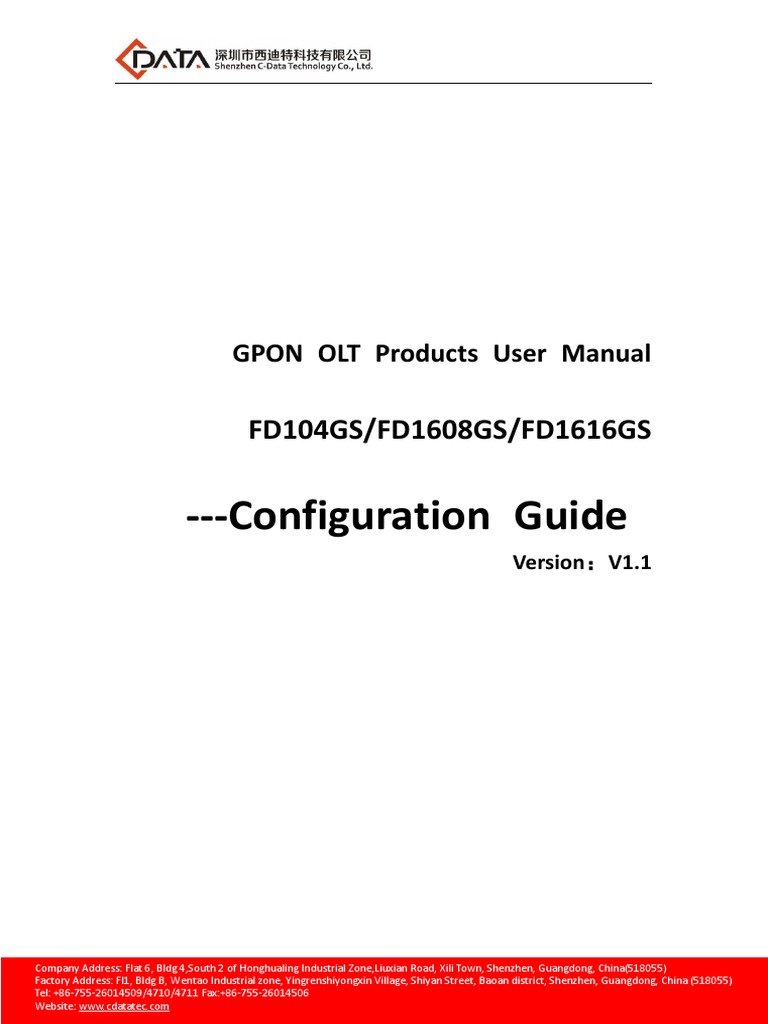 GPON OLT User Manual Configuration Guide (CDATA) | PDF | File Transfer ...