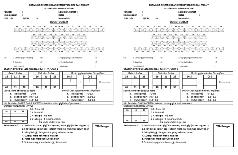 Formulir Pemeriksaan Gigi Ukgs | PDF