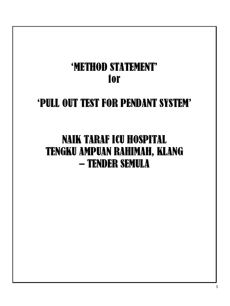 Method Statement Pull Out Test | PDF | Screw | Anchor