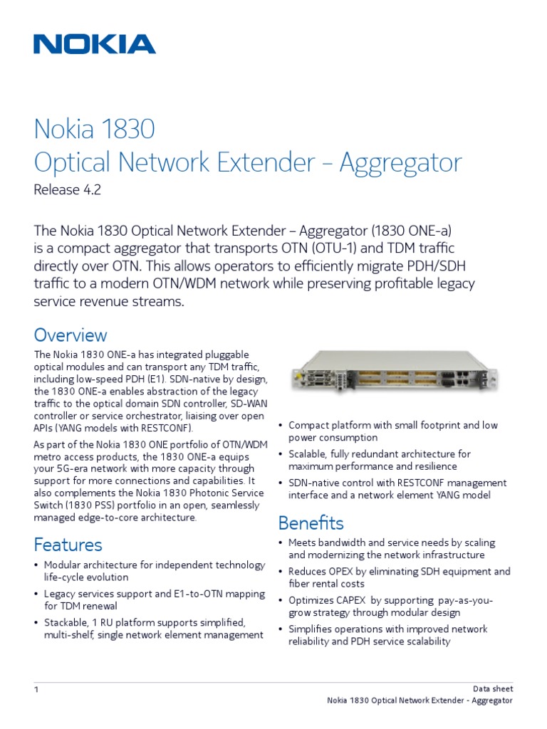 Nokia - 1830 - Optical - Network - Extender - Aggregator - Release - 4.2 - Data - Sheet - EN ...