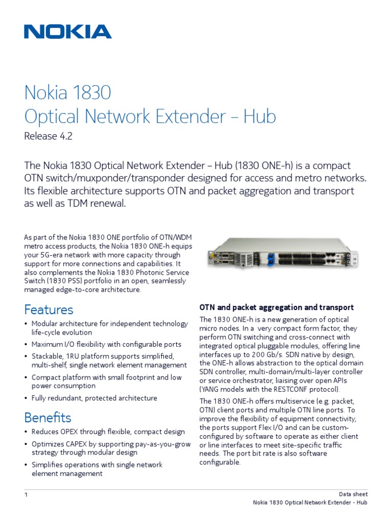 Nokia - 1830 - Optical - Network - Extender - Hub - Release - 4.2 ...