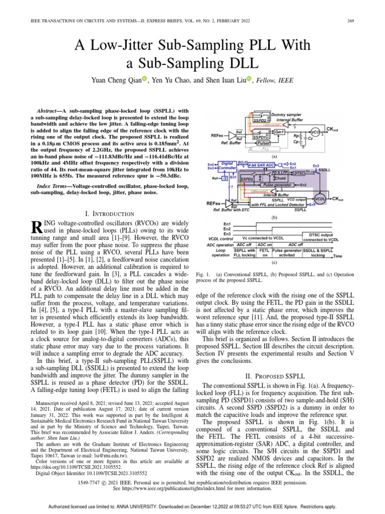 A Low-Jitter Sub-Sampling PLL With A Sub-Sampling DLL | PDF | Analog To ...