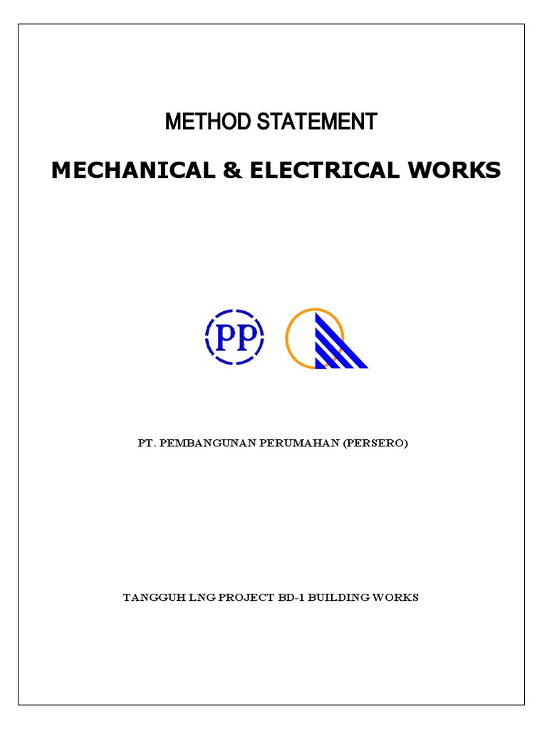 M & E Works Metode Statement | PDF | Pipe (Fluid Conveyance) | Plumbing