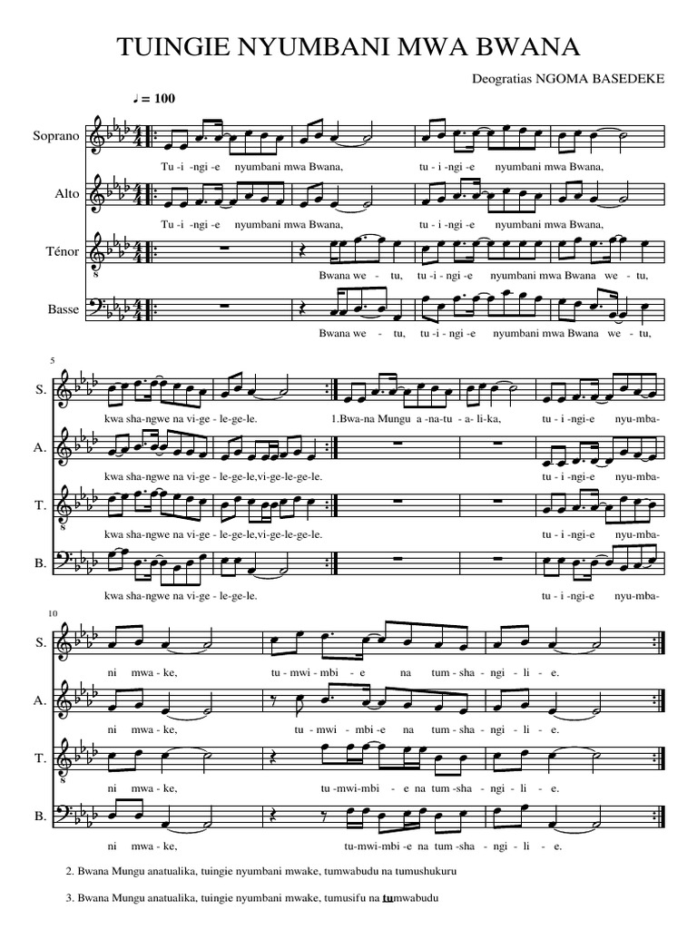 Tuingie Nyumbani Mwa Bwana | PDF