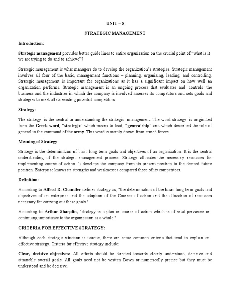 Management Science Unit 5 | PDF | Strategic Management | Swot Analysis