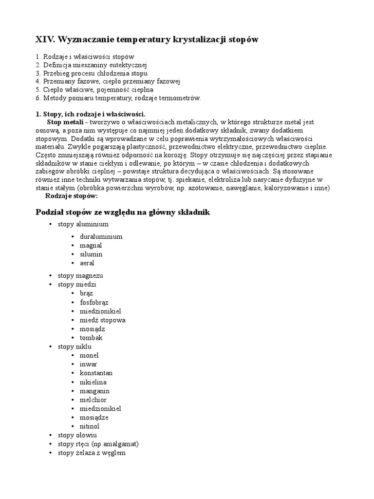 XIV Stopy Metali | PDF