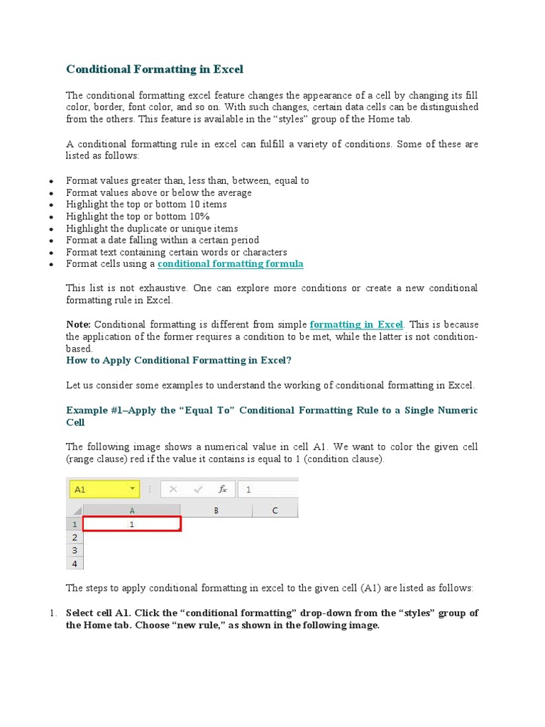 Conditional Formatting in Excel | PDF | Microsoft Excel | Computing
