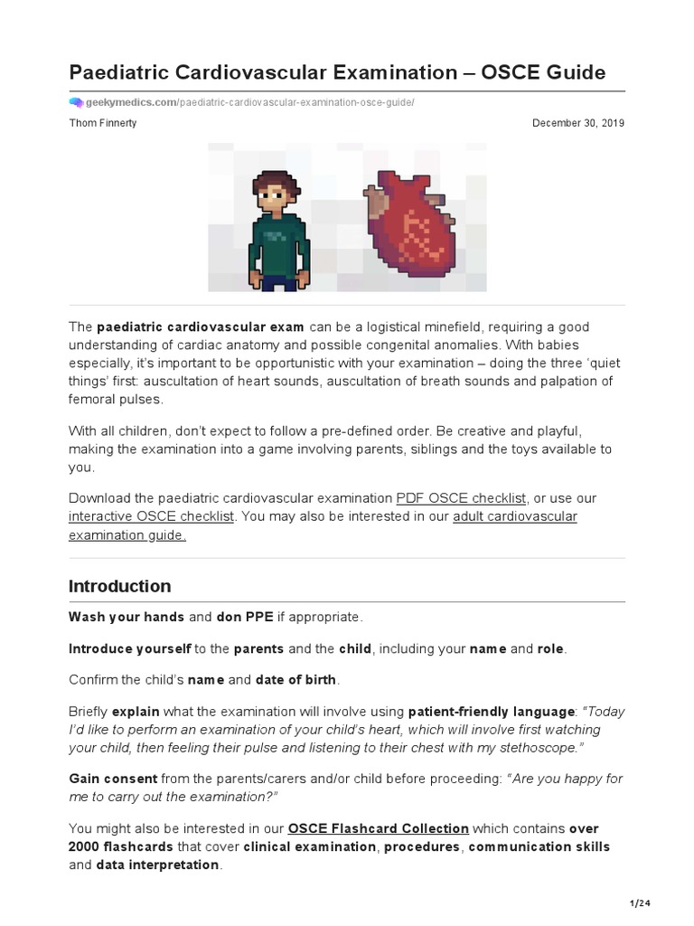 Paediatric Cardiovascular Examination OSCE Guide | PDF | Pulse ...