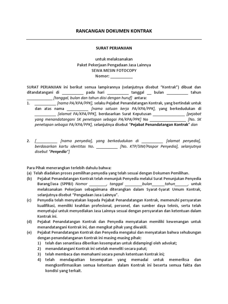 Rancangan Dokumen Kontrak | PDF