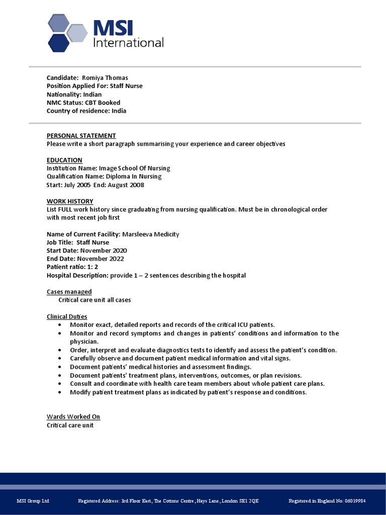 MSI Template | PDF | Nursing | Hospital