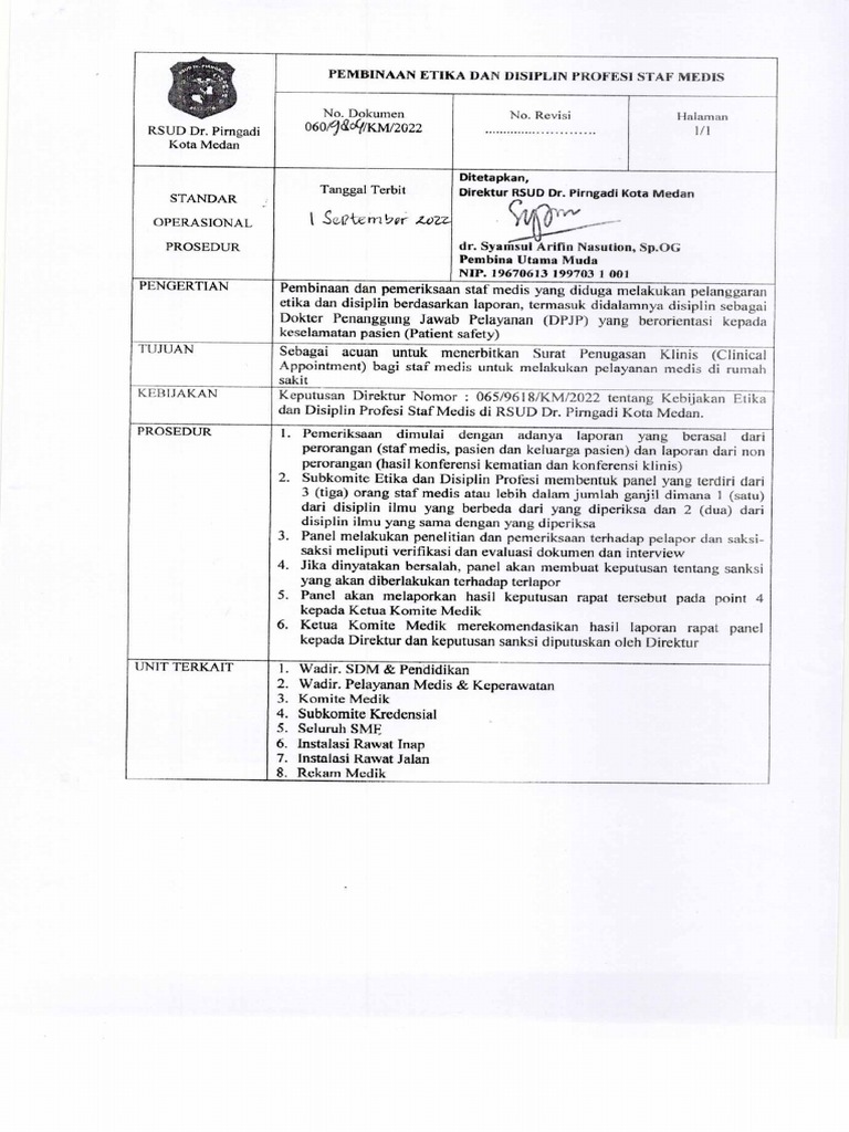 Sop Etika Dan Disiplin Dokter | PDF