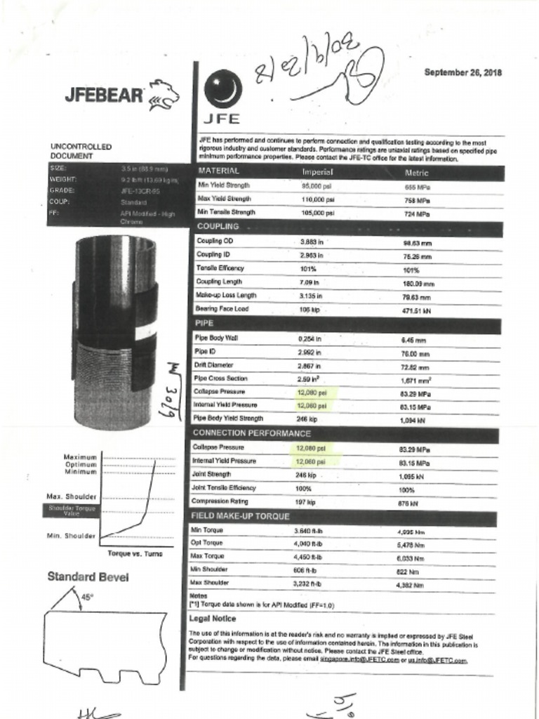 3-12", 9.2 PPF, JFE 13Cr-95, JFEBEAR | PDF