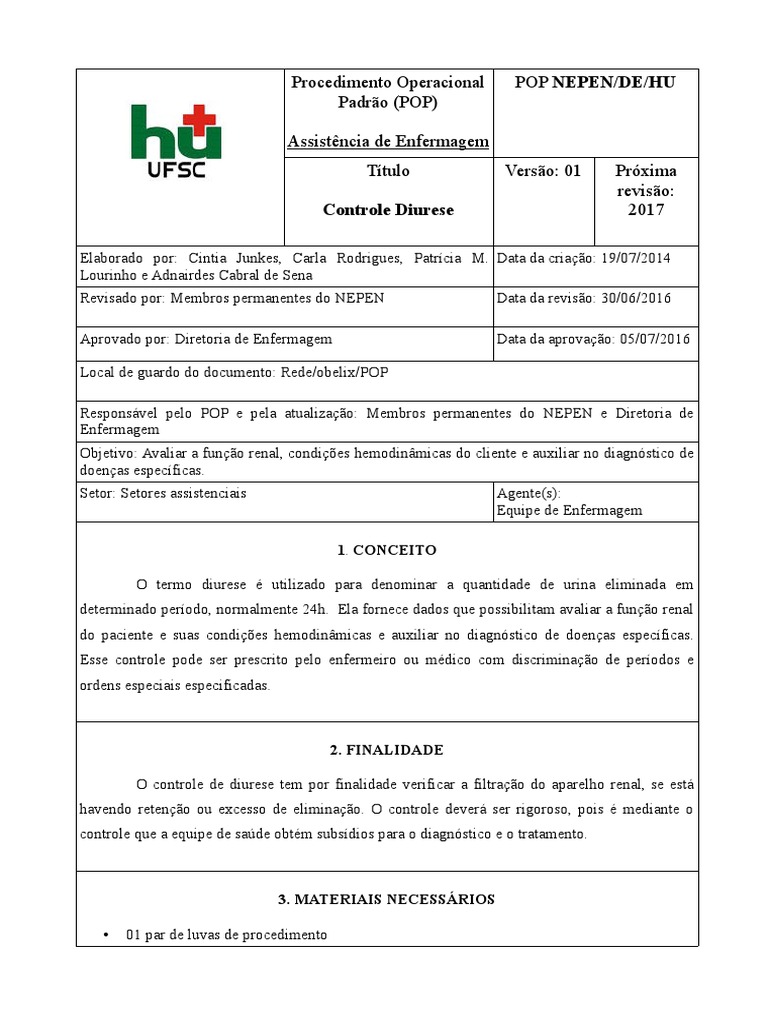 Controle de Diurese em Enfermagem | PDF | Enfermagem | Micção