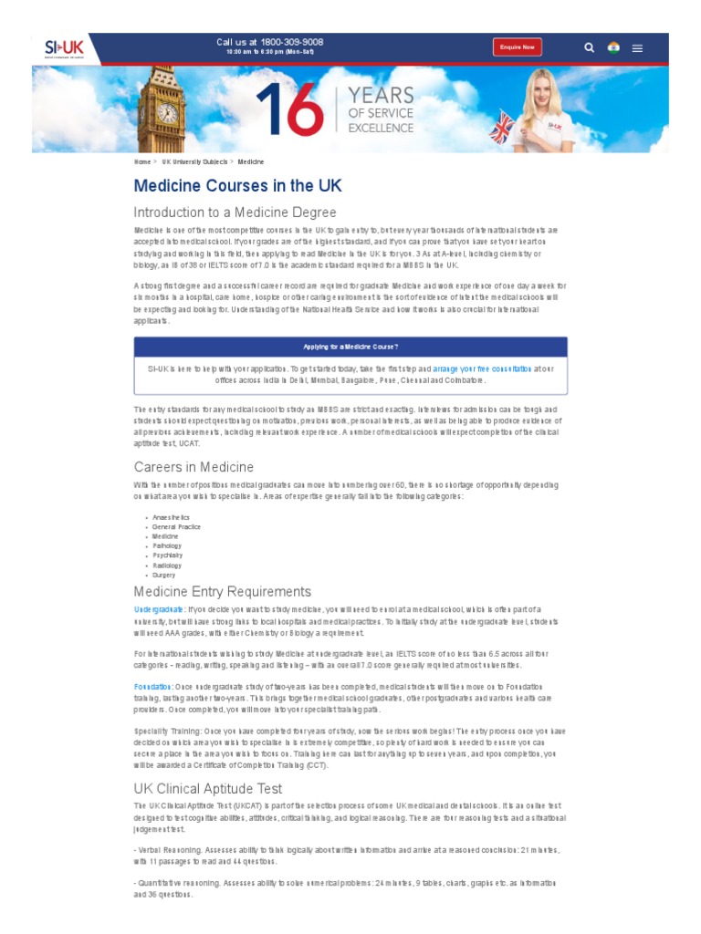 Medicine Courses in The UK | PDF | Self-Improvement | Science & Mathematics