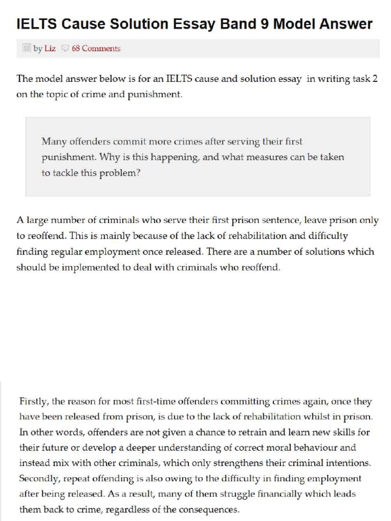 IELTS Model Essay Cause Solution | PDF