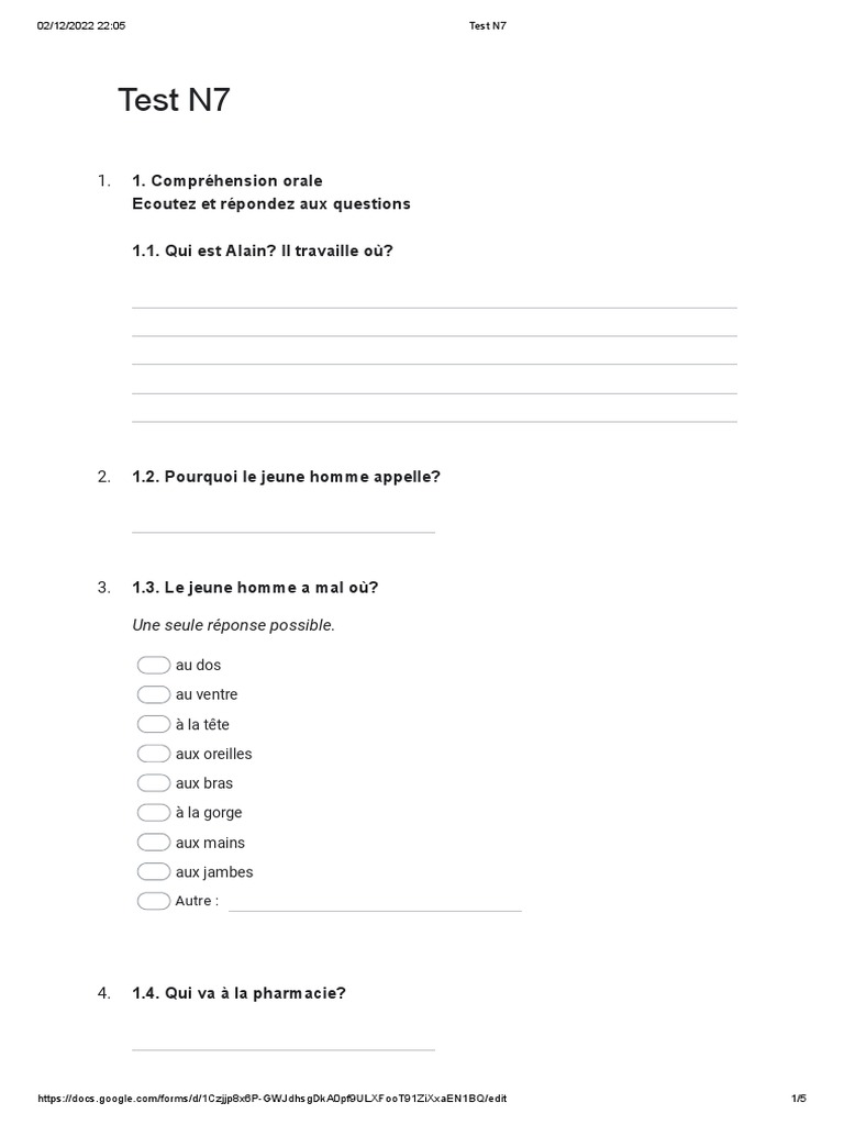 Test N7 - Google Forms | PDF | Échecs