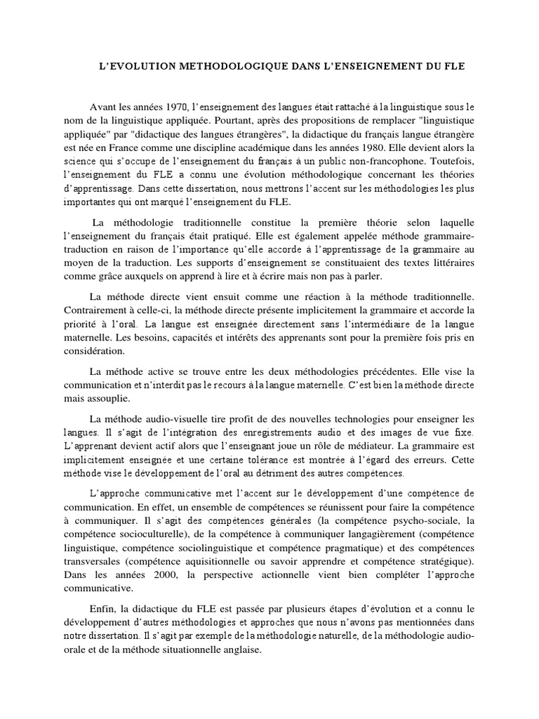 Évolution méthodologique du FLE | PDF | Méthode d'enseignement ...