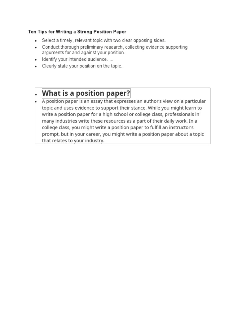 Position Paper Writing Guide | PDF | Career & Growth | Business
