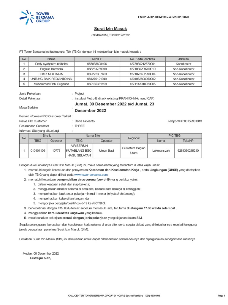 UTEUNBAYI - TB - Permit TBG Integrasi - DCIT | PDF