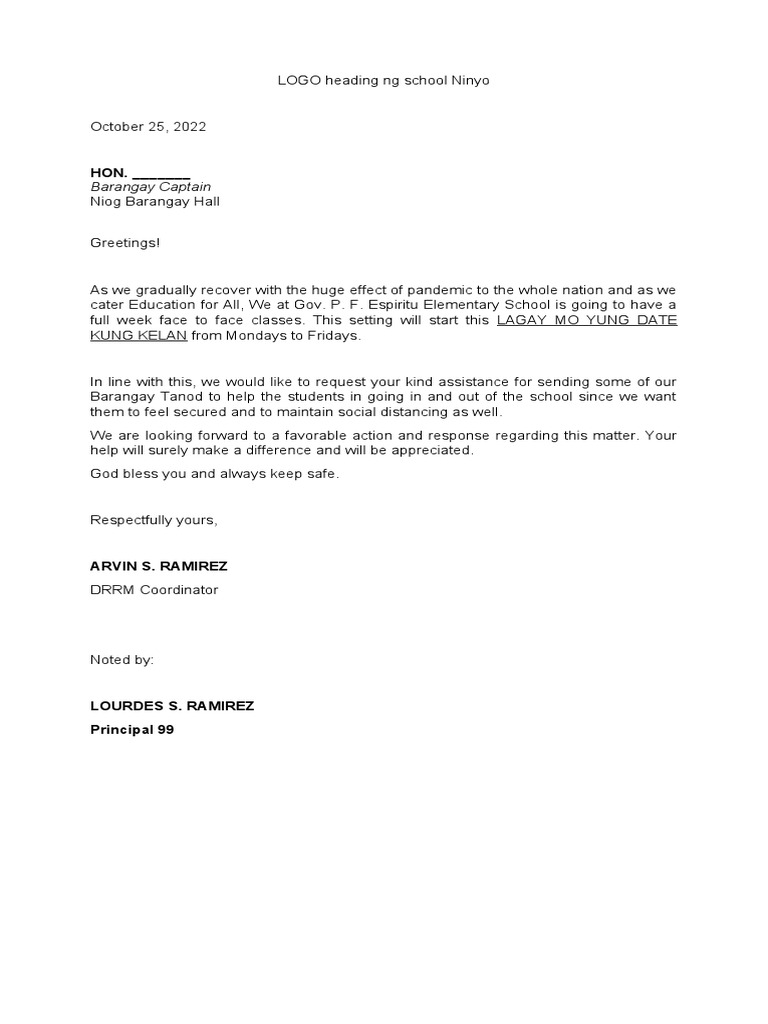 Arvin Request Letter | PDF