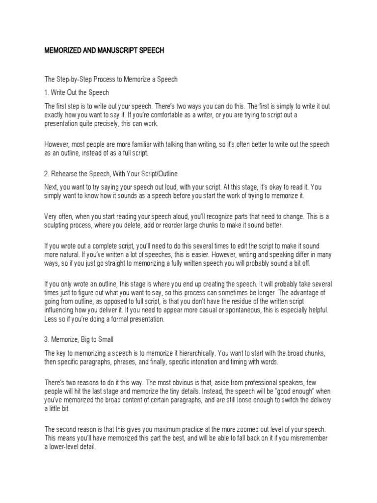 Memorized and Manuscript Speech | PDF | Linguistics | Cognitive Science