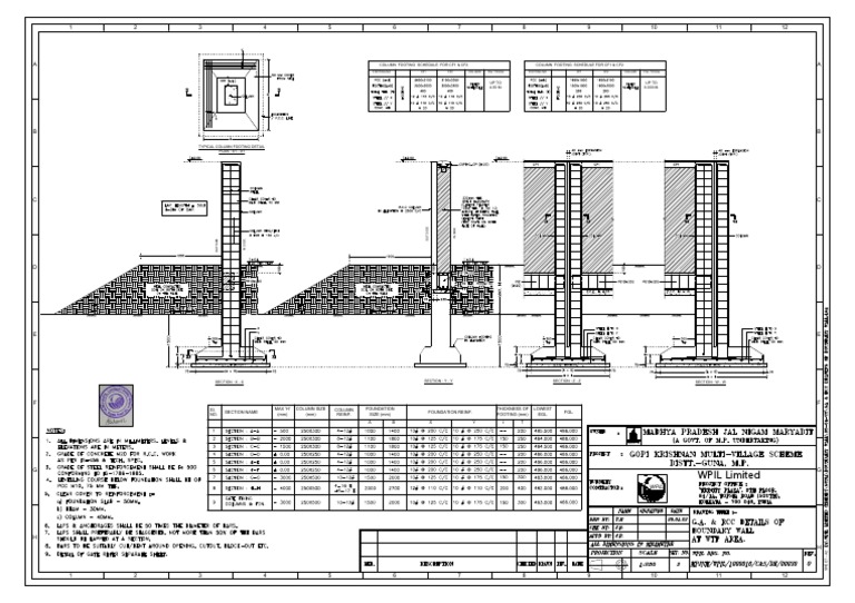 GA & RCC DRAWING OF BOUNDARY WALL-SHT-3 | PDF