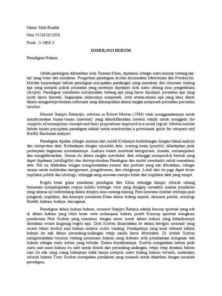 Muh Risaldi 10 (Paradigma Hukum) | PDF