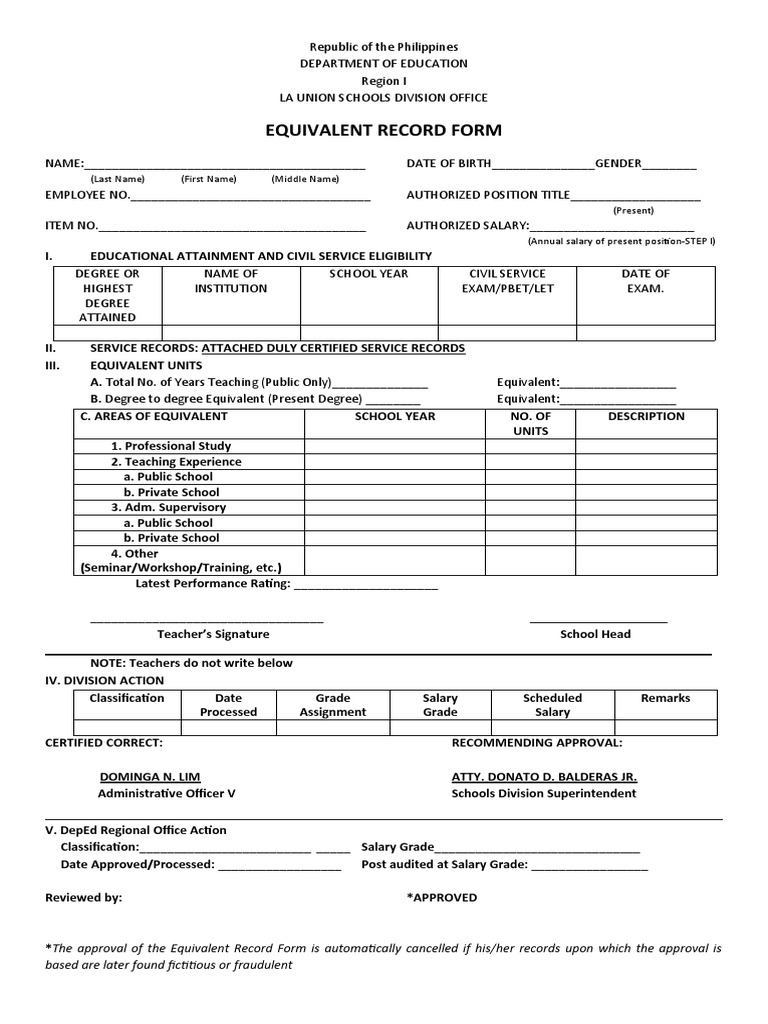 ERF Form | PDF | Teachers